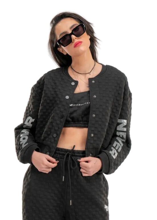 Black button bomber jacket | Runway Secrets