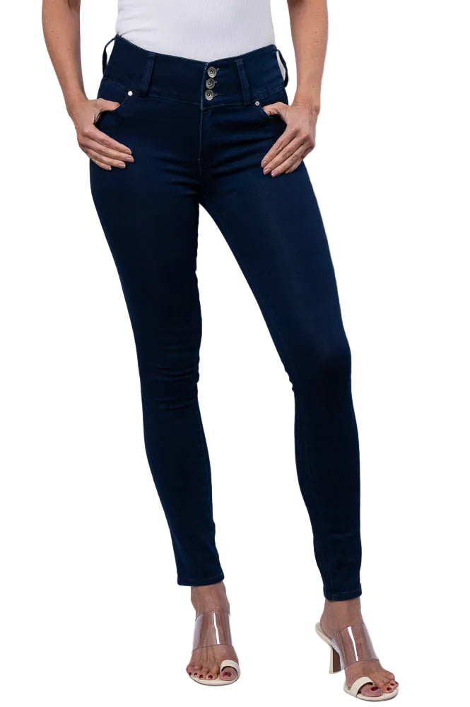 3 BUTTON JEANS NAVY – Runway Secrets